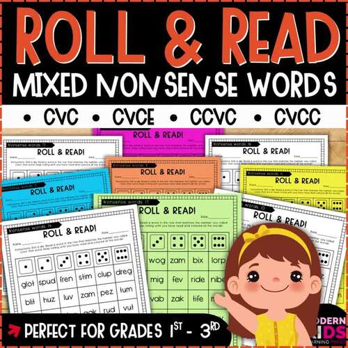 Mixed Roll and Read Nonsense Words Fluency Practice - CVC | CVCe | CCVC ...