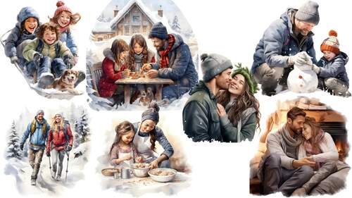 Watercolor Wintertime Fun Clipart Set of 20 Files by ArtisticTimberStudio