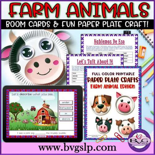 Farm Animals Language Unit BOOM CARDS and PRINTABLE - Interactive Book ...