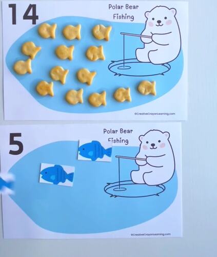 Polar Bear Fishing Counting Game | Winter Math Center for Prek ...