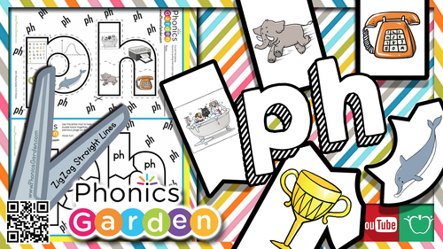 PH | Letter Digraph Puzzle | Streaming Video | Cut & Paste | Phonics Garden