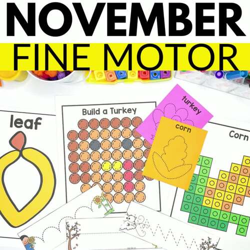Fine Motor Skills Activities and Worksheets November Thanksgiving Preschool