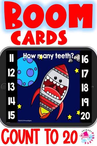 Space Counting Objects to 20 Boom Cards Rocket Teeth by Primary Piglets