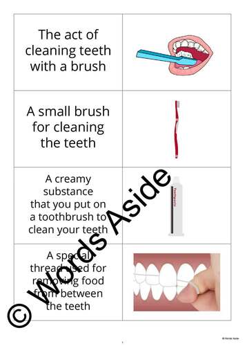 Reading Writing Definitions | Vocabulary Puzzles Flash Cards | DENTIST