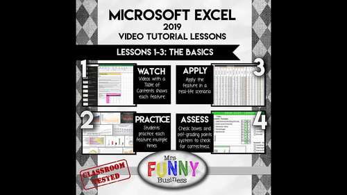 Microsoft Excel 2019 Lessons 1-8 - FULL BUNDLE by Mrs Funny Business