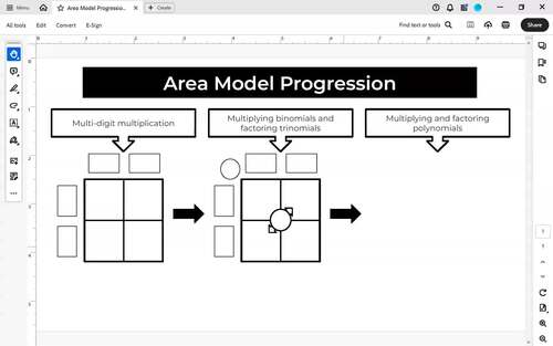 Box Method / Area Model Multiplying Binomials (Polynomials) Worksheet ...