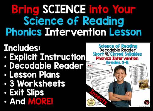 Science of Reading Decodable Reader | Short e Phonics Intervention ...