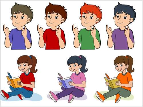 School Kids Vector Clipart 2, 46 PNG + Editables, Boys & Girls ...