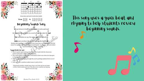 Ukulele (Right Hand) beginning sounds song & phonics practice | TPT
