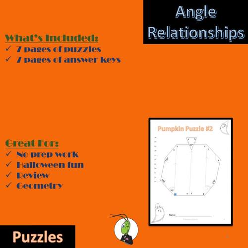 Halloween Missing Angles Puzzle Geometry Applying Angle Relationships