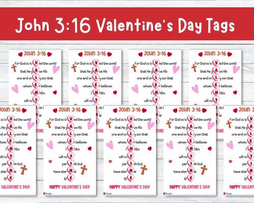 Christian Valentine Gift Tags for Kids and Church with John 3:16 Verse ...