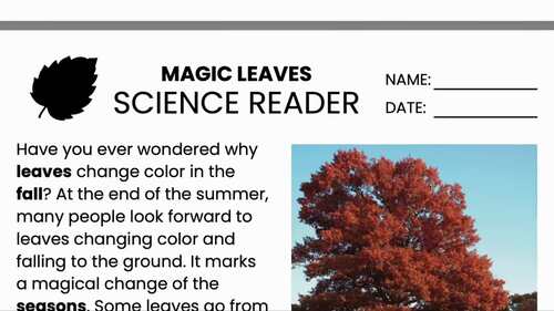 1st Grade Leaves Science Reader | Fall Nonfiction, Craft, Writing ...