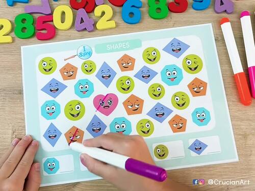 I Spy 2D Shapes Worksheets : Search, Count and Write Numbers 1-10 ...