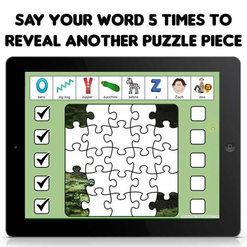No Print Z Sound Animal Articulation Puzzles for iPad or Teletherapy
