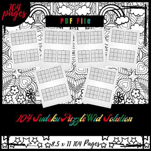 Medium 104 Kids SUDOKU Puzzles With Solution, Printable Sudoku Sheets