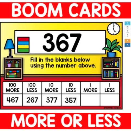 100 More 100 Less 10 More Less Boom Cards No Prep Math Game 2nd Grade 2 ...