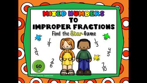 Mixed Numbers to Improper Fractions Game by Teacher Gameroom | TpT