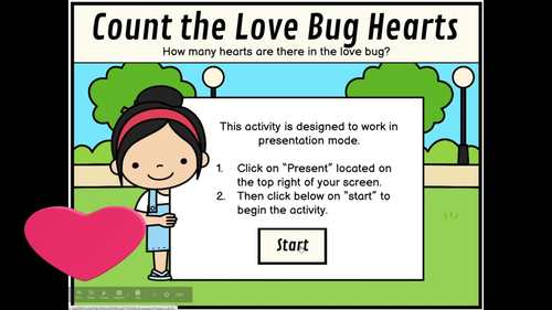 Counting up to 10 Love Bugs | Valentines Day Google Slides by Kiwiland