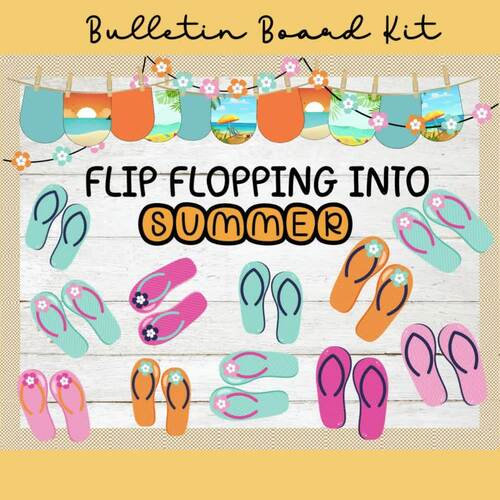Hello Summer Bulletin Board Kit flip flop Classroom Decor by BABYDELL ART