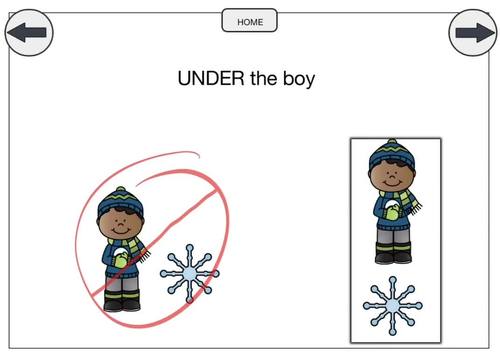 Winter Spatial Concepts/Prepositions BOOM CARDS for Distance Learning