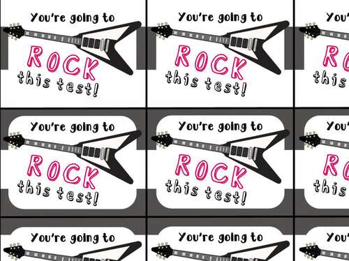 "You're going to ROCK this test!" Testing Motivation Treat Tag | TPT