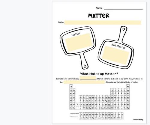 Properties of Matter and States of Matter Slides Lesson and Notes Activity
