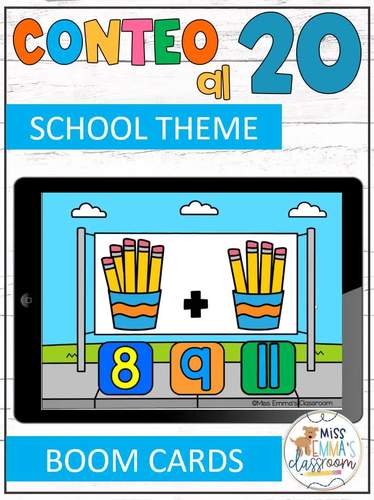 Counting to 20 Boom Cards in Spanish, Conteo al 20 Digital learning