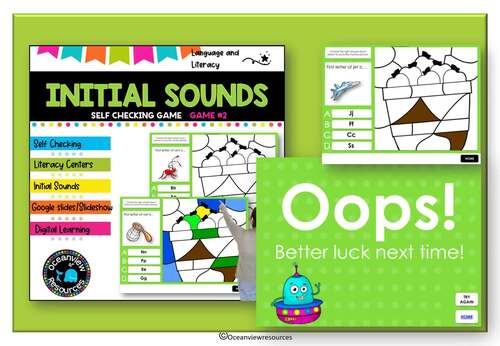 Sight Word game for Digital Learning- Google slides - INITIAL SOUNDS Game 2
