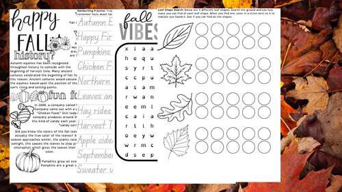 Fall Learning Packet by Joy-Eli | TPT