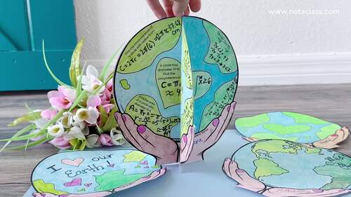 7th Grade Earth Day Math Craft Bundle | Earth Day Math Spiral Review Craft