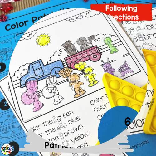 Preschool Speech Therapy July Fourth Following Directions Coloring ...
