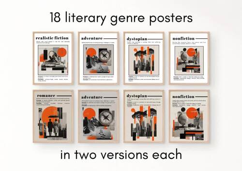 ELA Genre Posters • Modern Literary Genre Posters, Printable Decor