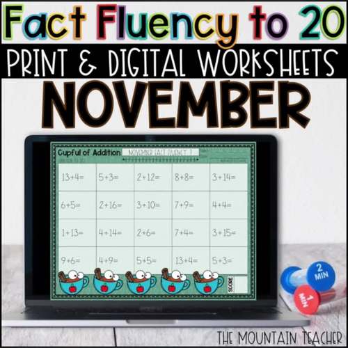 November Math Fact Fluency Worksheets | Printable and Google Slides