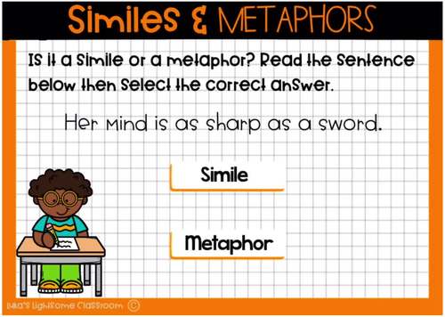 Similes and Metaphors Boom Cards by Luka's Lightsome Classroom | TPT