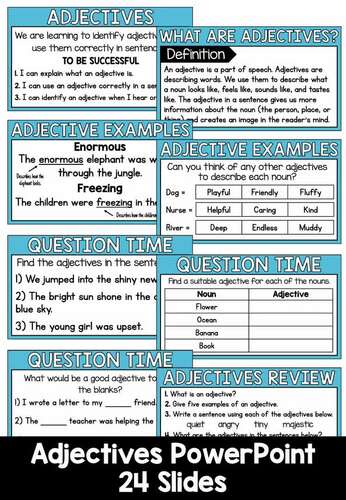 Adjectives Bundle - Worksheet Pack and Guided Teaching PowerPoint