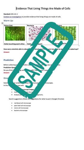 Cell Theory NGSS MS-LS1-1 Amplify Supplement Metabolism No Microscope ...