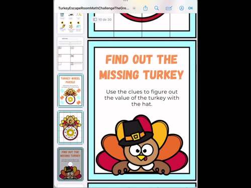 Turkey Escape Room Math Challenge. The Great Turkey Race. Thanksgiving ...