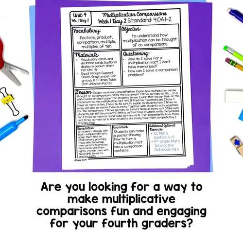 4th Grade Multiplicative Comparisons 4.OA.1 4.OA.2 Word Problems Activities