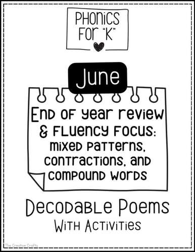 June Phonics Decodable Poems for 1st: End of year review, SoR aligned