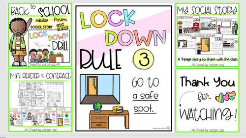Back to School Lock Down Drill Editable Posters Social Story Mini Reader