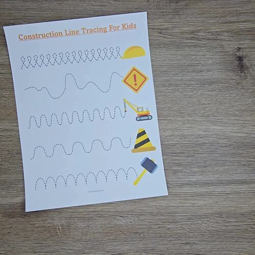 Construction Line Tracing Printables by HH Fun and Learning | TPT