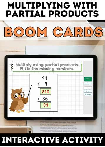 Multiplying with Partial Products | Boom Cards™ | 2 and 3-Digit Practice