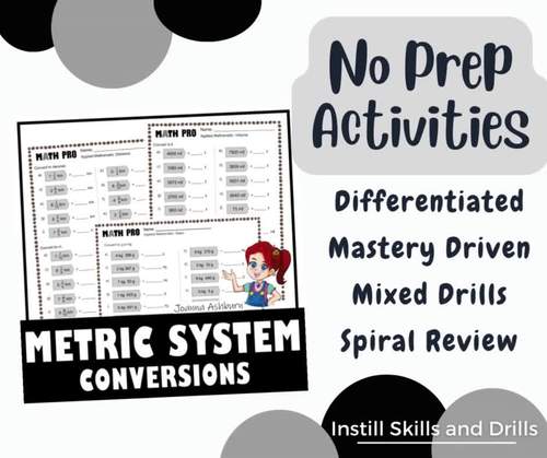 Metric Measurement Conversion Worksheets by Instill Skills and Drills