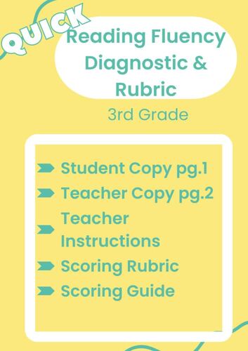 Oral Reading Fluency Assessment/Diagnostic | 3rd Grade | Quick by ...