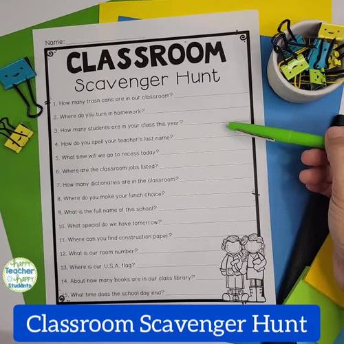 Classroom Scavenger Hunt {EDITABLE} A Fun Back to School Activity!