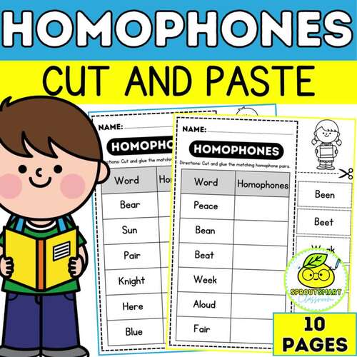 Homophones Cut and Paste Fun Activity | Grammar Worksheets 1st and 2nd ...