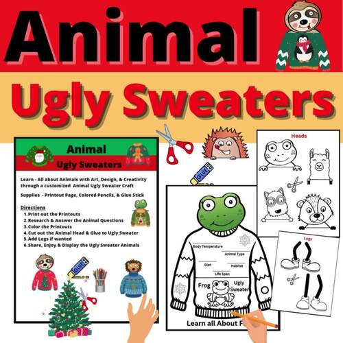 Christmas Ugly Sweaters Animal Activity Christmas Holiday Resource Trivia