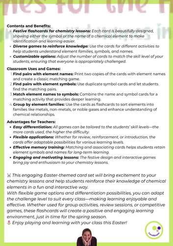 Match and Learn: Element Symbols + Names - Easter Chemistry Flashcards
