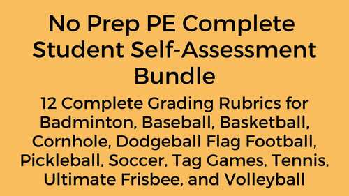No Prep PE: Complete PE Curriculum Mega Self-Assessment Bundle Middle ...