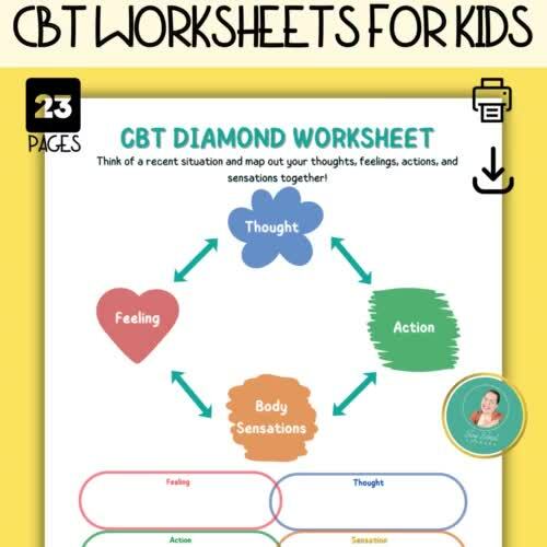 CBT Worksheets for Kids, Reflection Sheets, Worksheets, Think Sheets